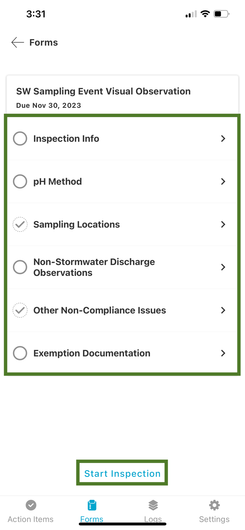 Mobile: Inspection Forms