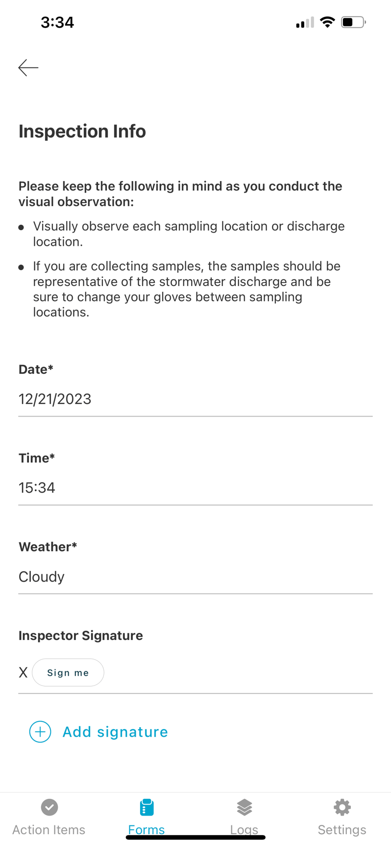 Mobile: Inspection Forms