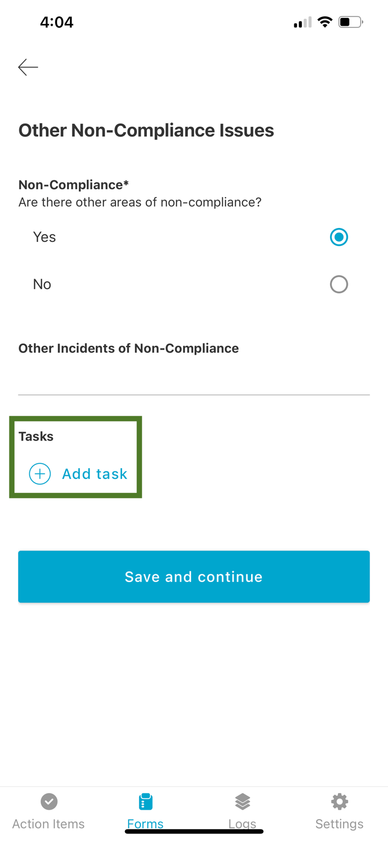 Mobile: Inspection Forms