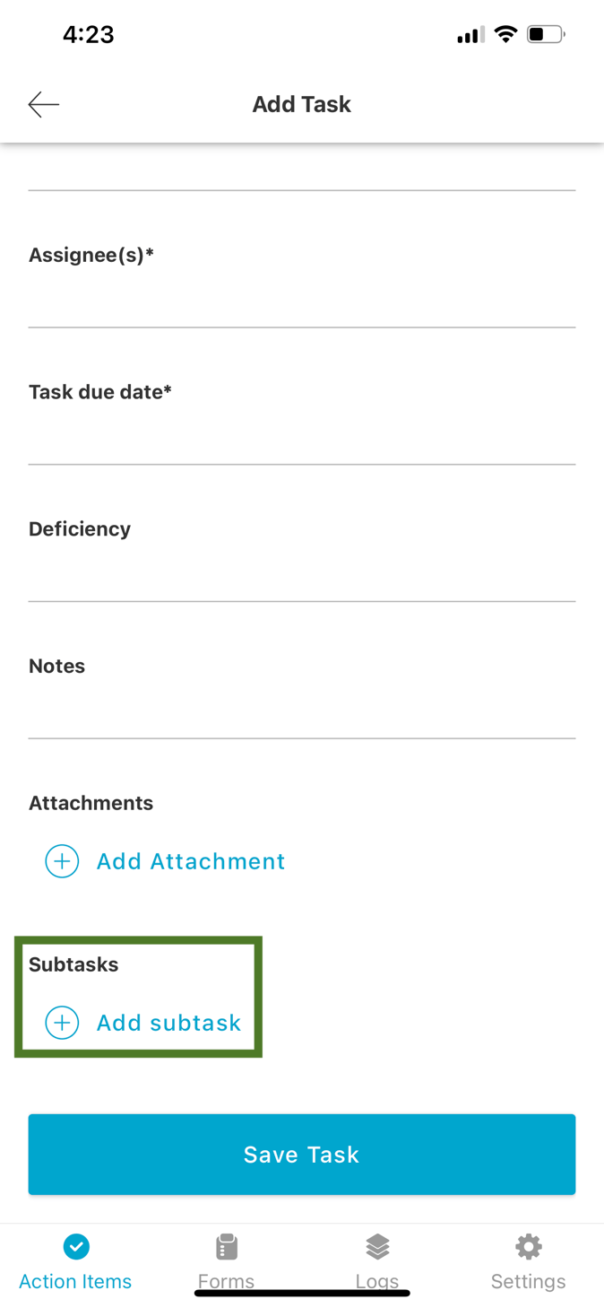 Mobile: Adhoc Tasks and Subtasks