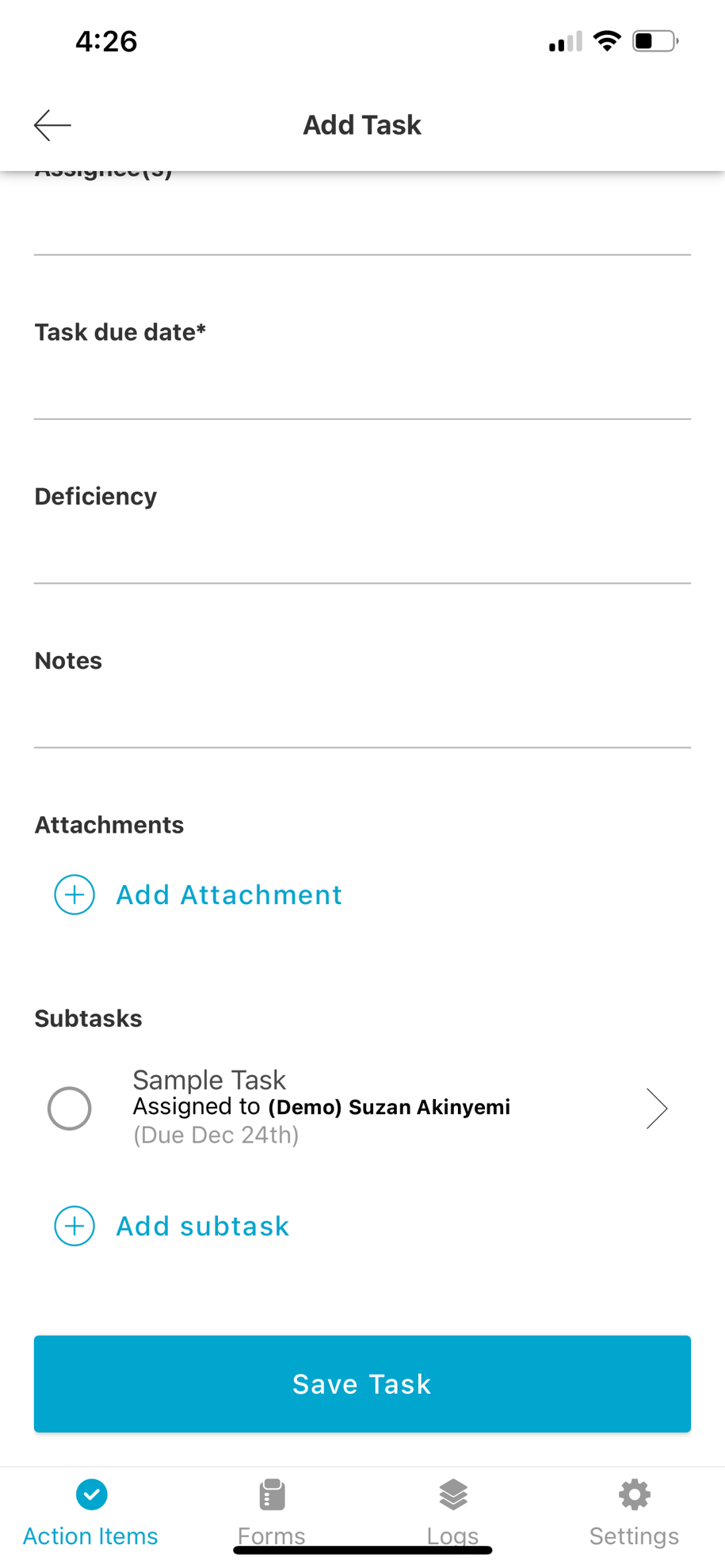 Mobile: Adhoc Tasks and Subtasks