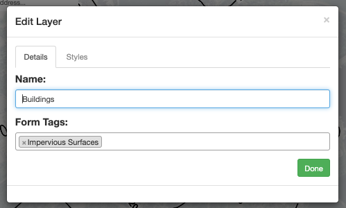 Tagging a Layer for Forms and/or Water Sampling Results