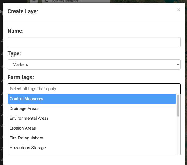 Tagging a Layer for Forms and/or Water Sampling Results