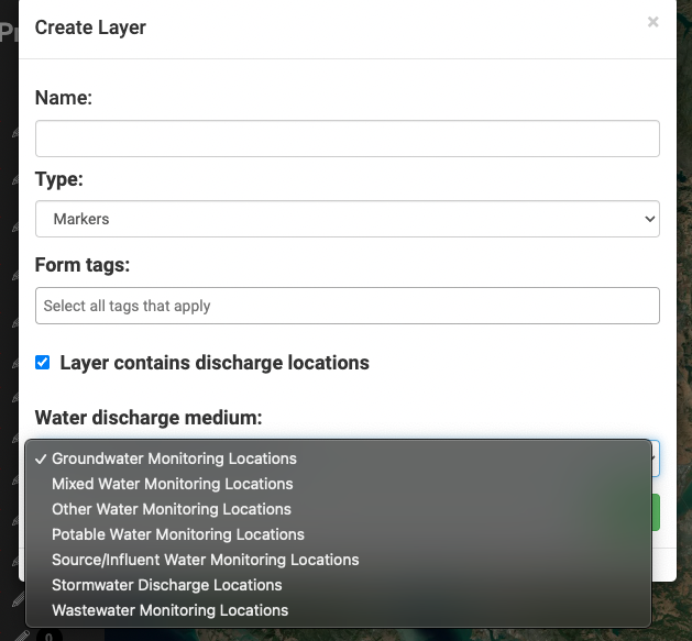 Tagging a Layer for Forms and/or Water Sampling Results