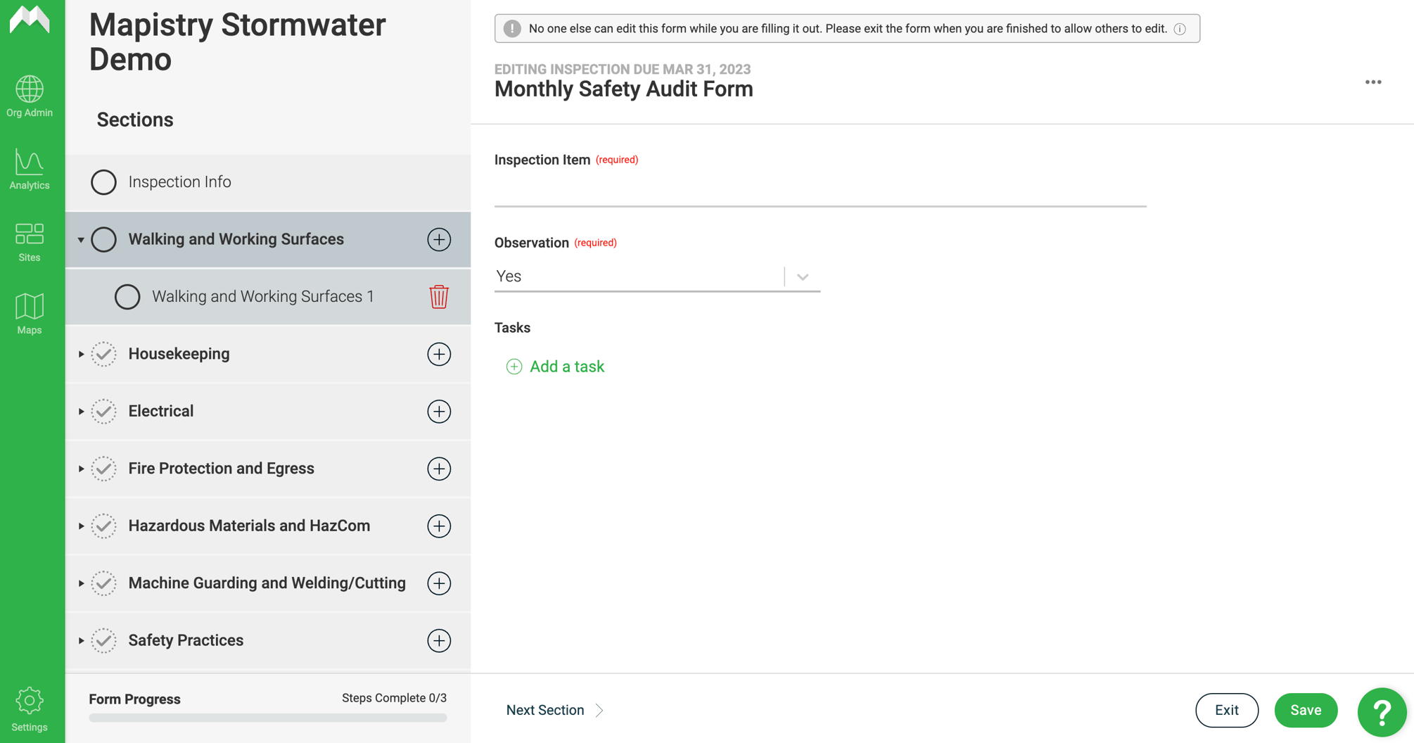Monthly Safety Audit Form