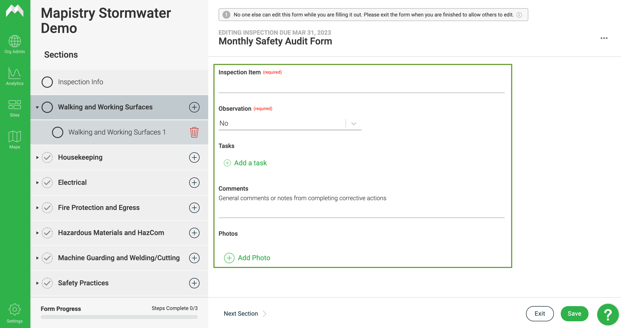 Monthly Safety Audit Form
