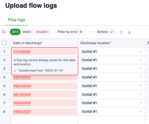 Water: Flow Log Upload/Flow Data Entry