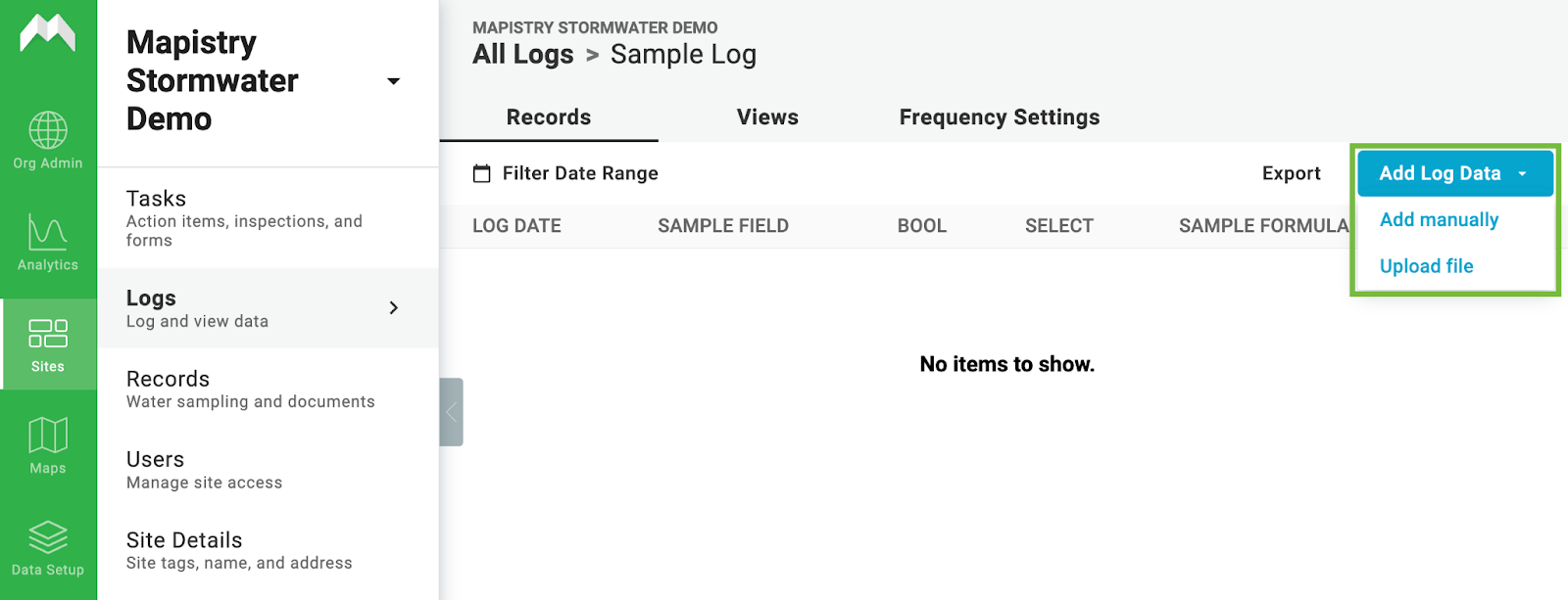 Entering Data into the Environmental Data Platform